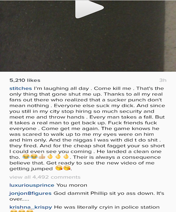 Stitches Gets Jumped Day After Getting Knocked Out By The Game’s ...